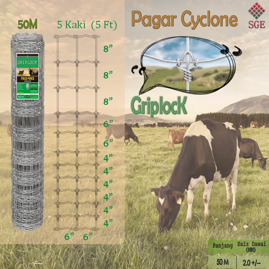 Pagar Cyclone Fence Griplock 5Kaki (5ft)Pagar Kambing Pagar Lembu Rusa ...