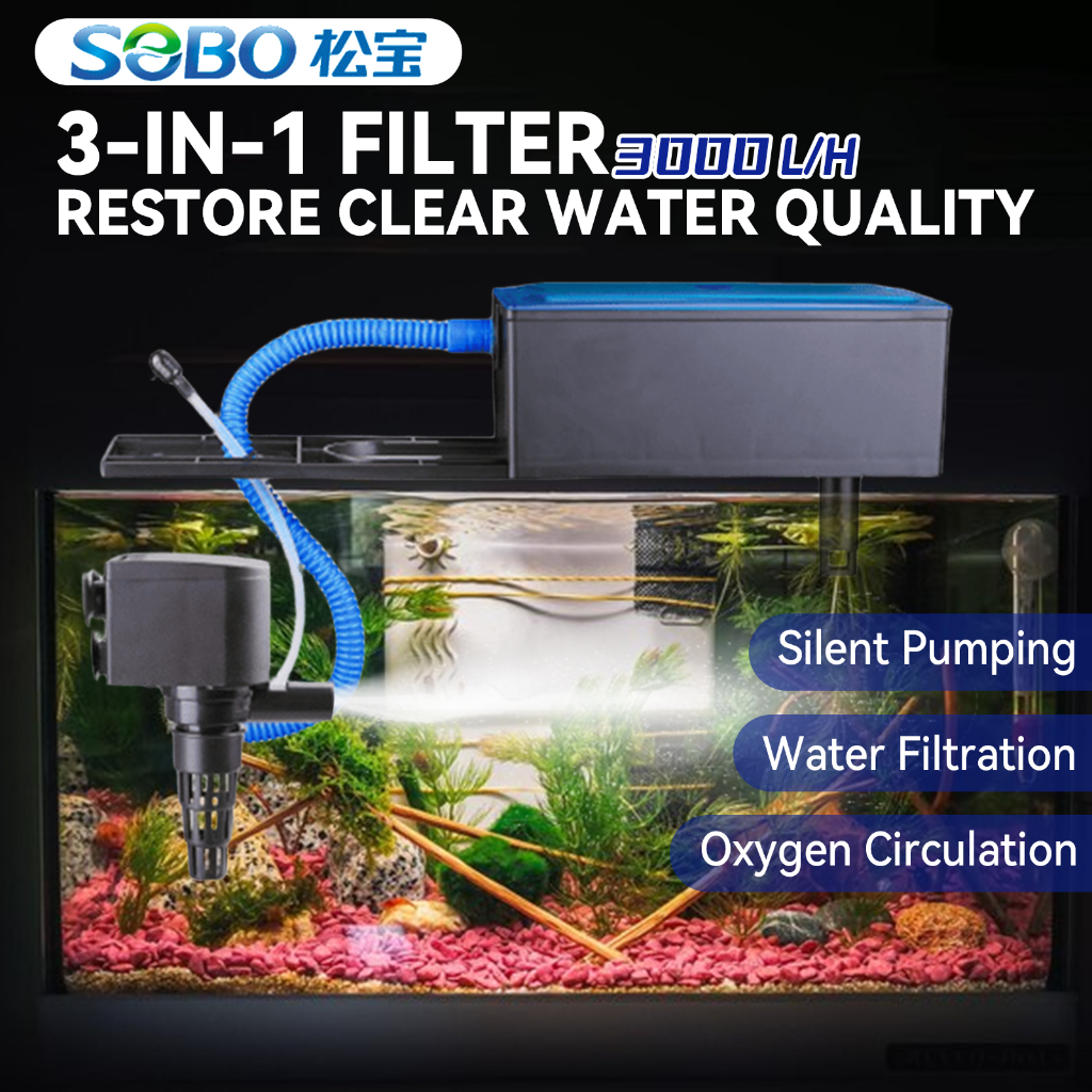 SOBO Fish Tank Top Filter Drip Box 3in1 Aquarium Filter Water ...