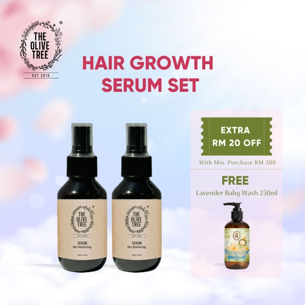 The Olive Tree Hair Revitalizing Serum Set / Set Serum Pertumbuhan Rambut (100mlx2) / For Hair ...