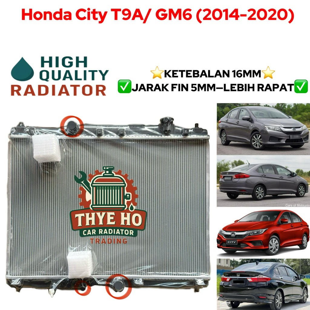 HONDA CITY T9A/ GM6 14‘-20’ 16MM W5 (AUTO/MANUAL) HIGH QUALITY RADIATOR ...