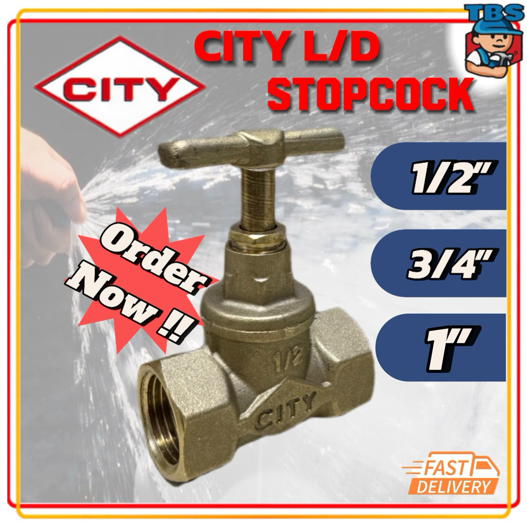 CITY Brass Stopcock L/D Brass Stop Cock Valve/Brass Stopcock-1/2" (15MM ...