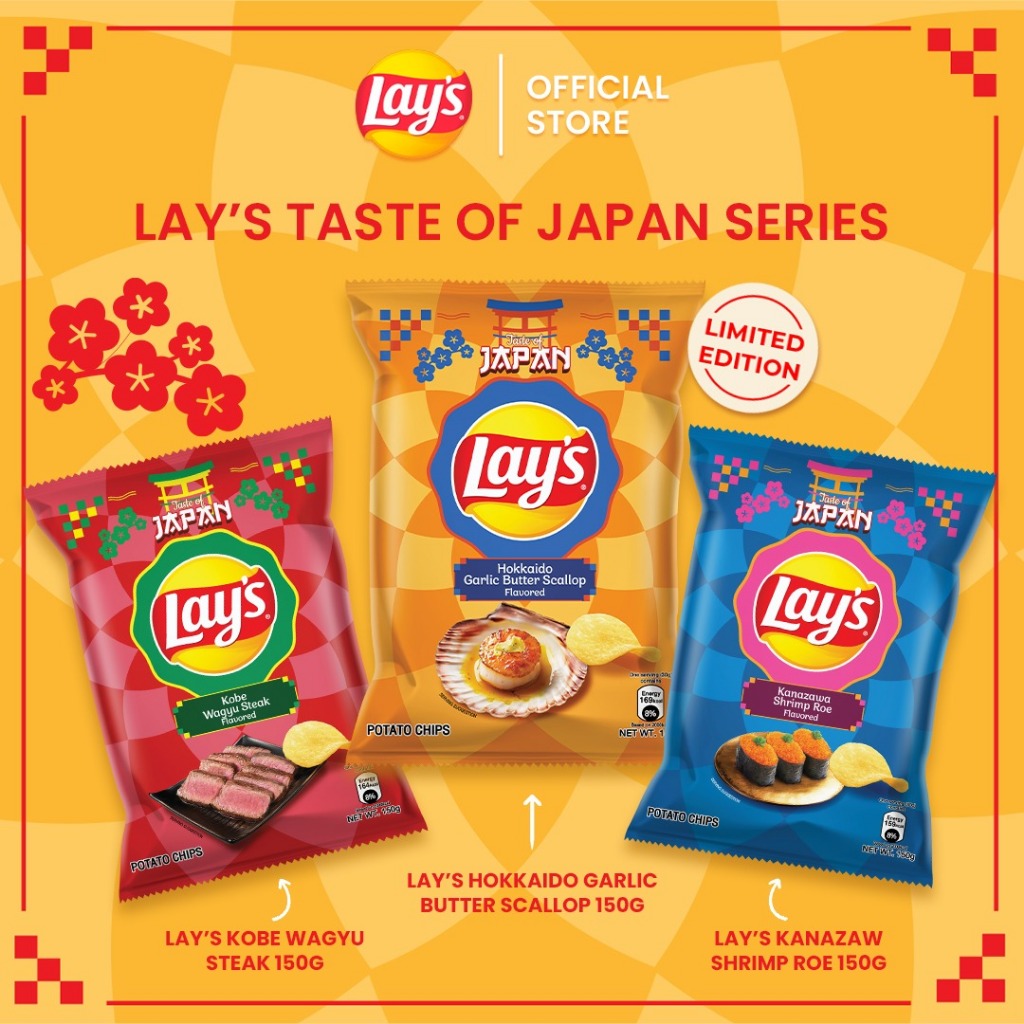 Lay's Japan Series Snacks - Kanazawa Shrimp Roe/ Hokkaido Garlic Butter Scallop/ Kobe Wagyu ...
