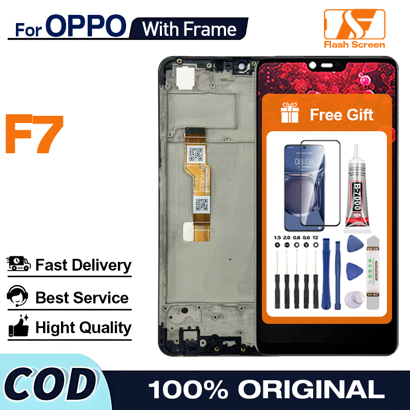 LCD with FRAME for OPPO F7 High-Quality Digitizer Assembly Replacement ...