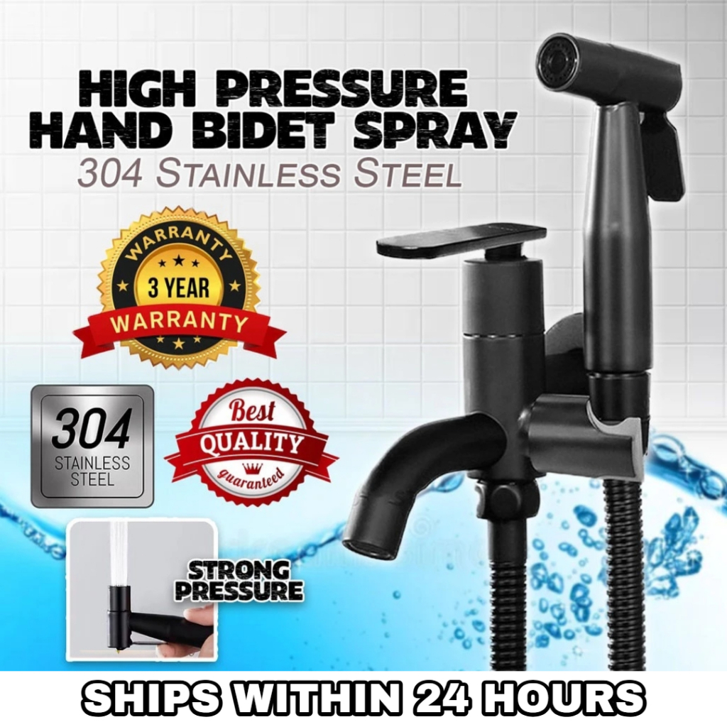 Stainless Steel Bidet Spray Set Hand Bidet Two Way Tap Faucet Bathroom ...
