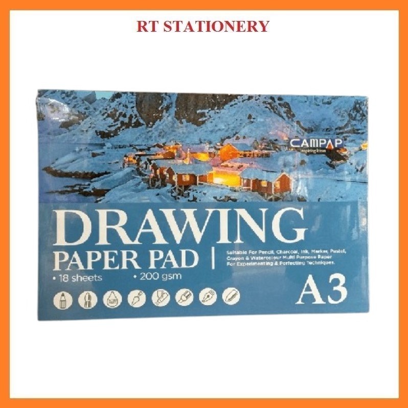 CAMPAP A3 Drawing Block 200gsm CA3646 | Shopee Malaysia
