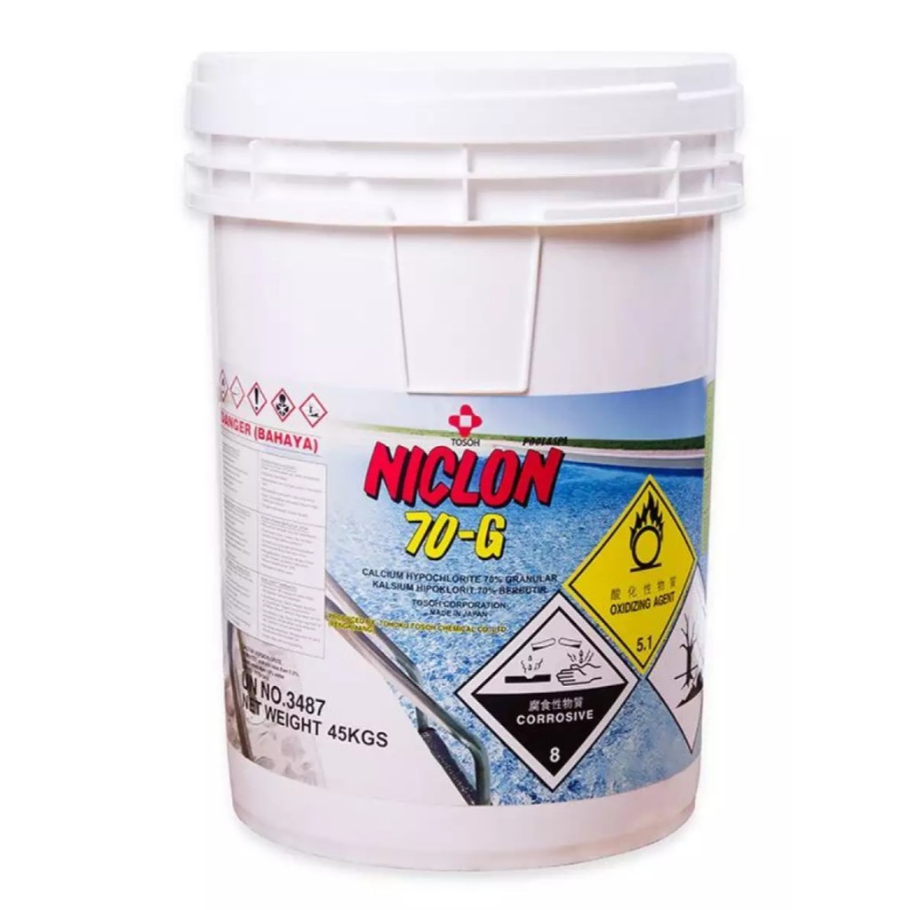 𝐒𝐏𝐋𝐀𝐒𝐇 - NICLON SWIMMING POOL CHLORINE 70% - 40KG | Shopee Malaysia