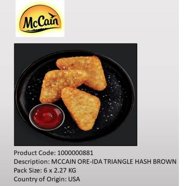 40pc± 2.27Kg± McCain Ore-Ida® Hash Brown Triangles Premium Frozen Ore ...