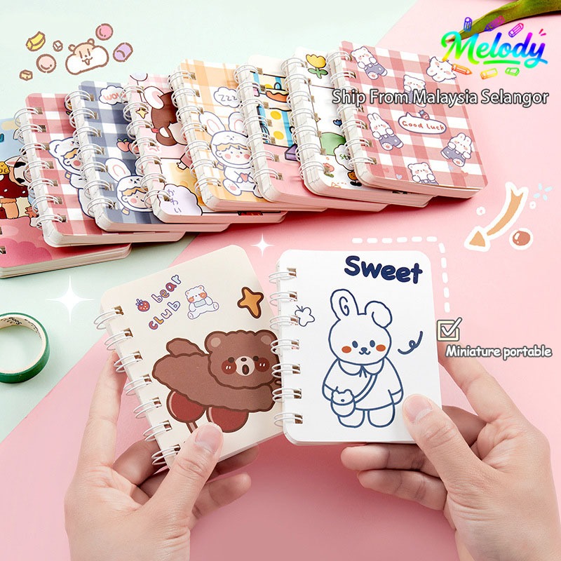 A7 Cute Mini Notebook Double coil 160pages Cartoon Pocket Notepad ...