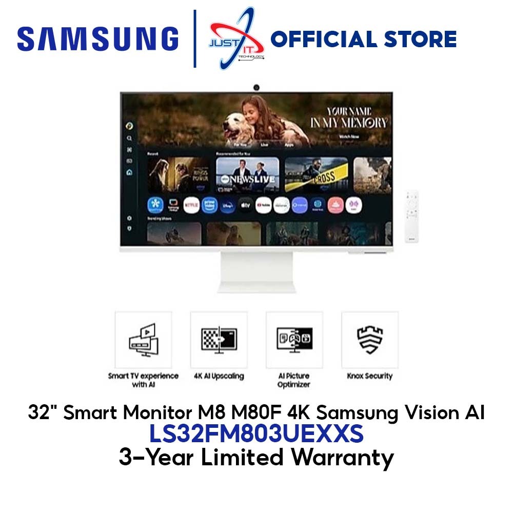 SAMSUNG LS32FM803UEXXS SMART MONITOR M8 M80F 4K SAMSUNG VISION AI ( 32 ...