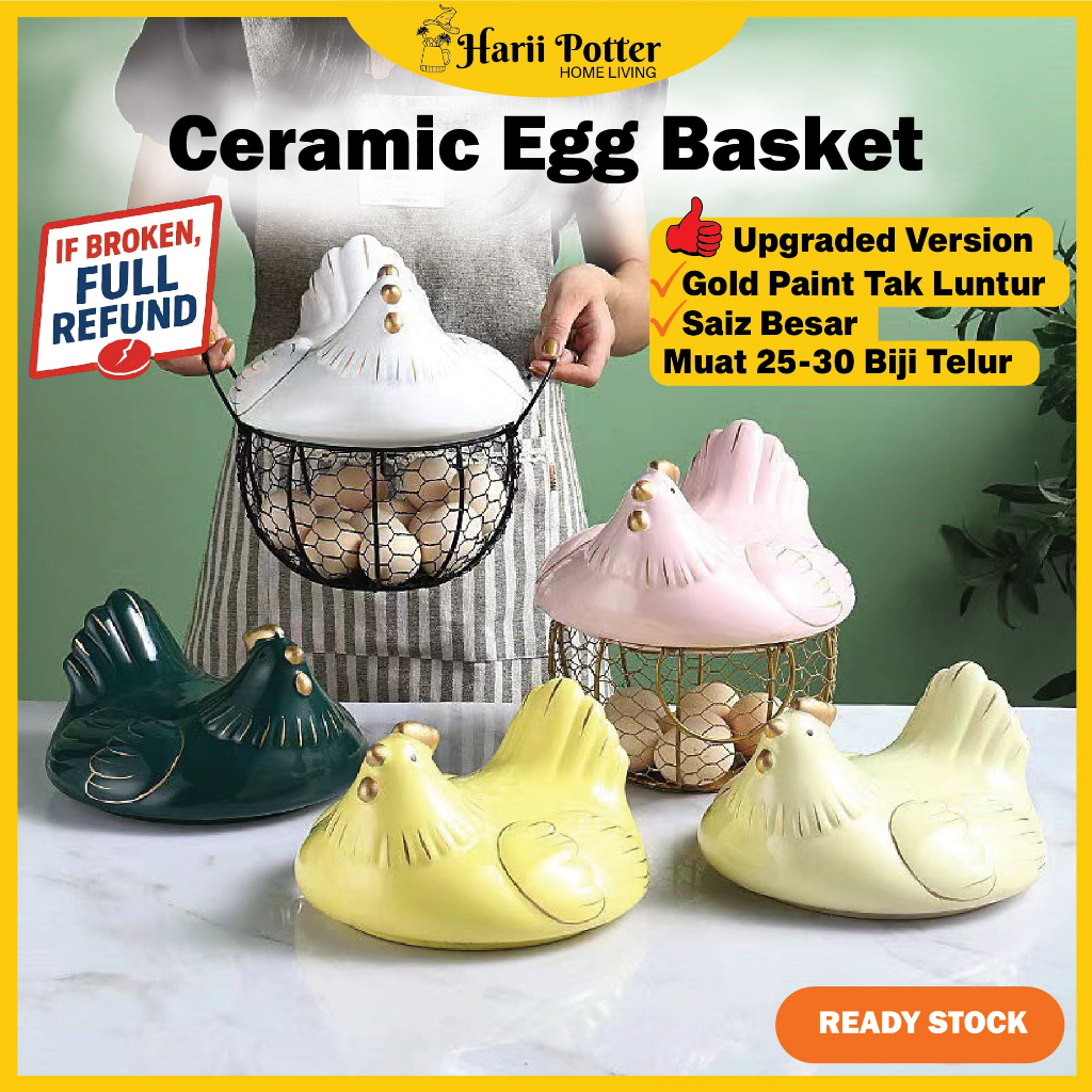 Ceramic Chicken Egg Storage Steel Basket Bekas Telur Ayam Viral Tempat ...