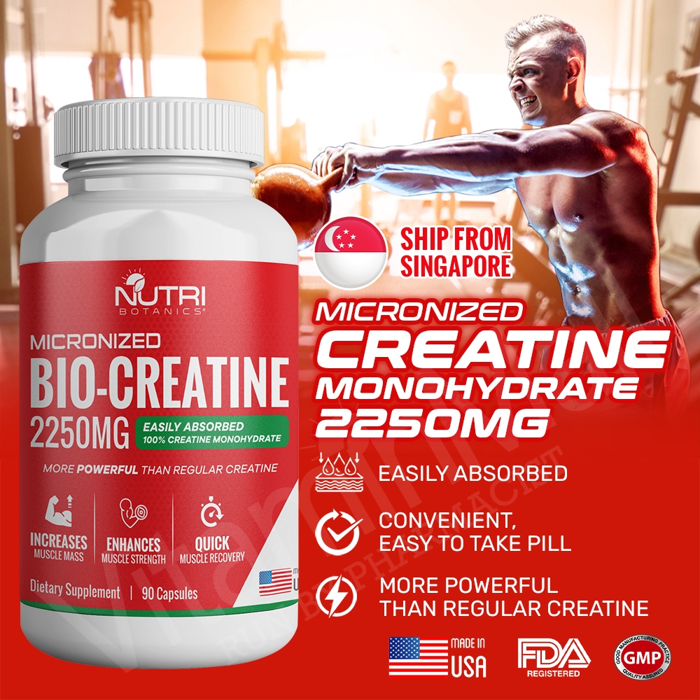Nutri Botanics Micronized Creatine Monohydrate Capsule 2250mg Creatine ...