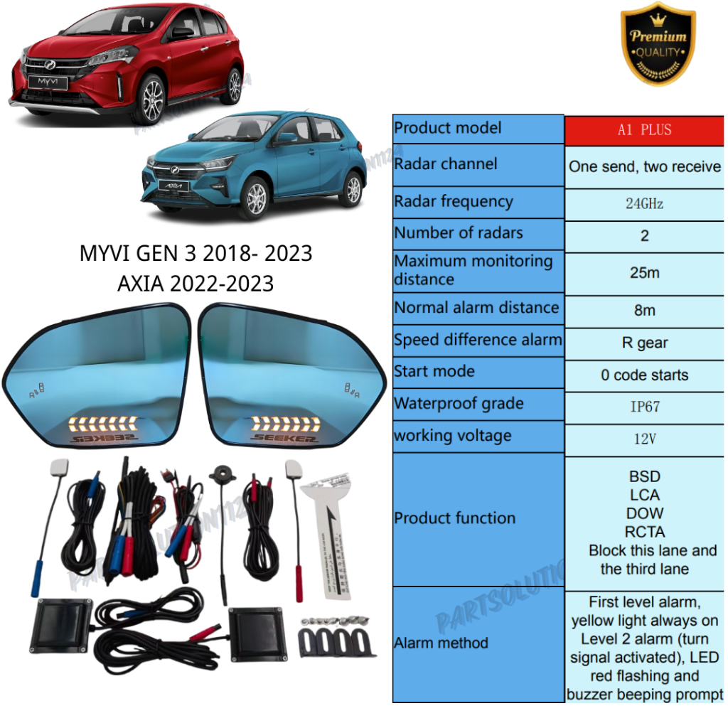 PERODUA MYVI MG3 2018 -2023 AXIA 2022-2023 BLUE SIDE MIRROR SEEKER (ANTI GLARE BLUE GLASS MIRROR ...