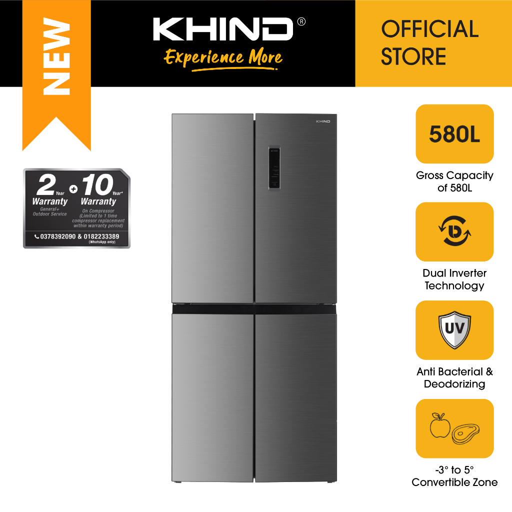 KHIND 580L Multi-Door Dual Inverter Refrigerator RFM580A | Shopee Malaysia