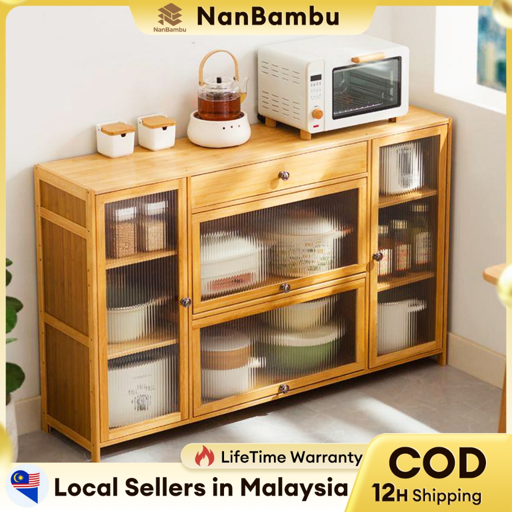 𝓝𝓪𝓷𝓑𝓪𝓶𝓫𝓾 Bamboo Kitchen Cabinet Almari Dapur Bertutup 2/3/4 Doors ...