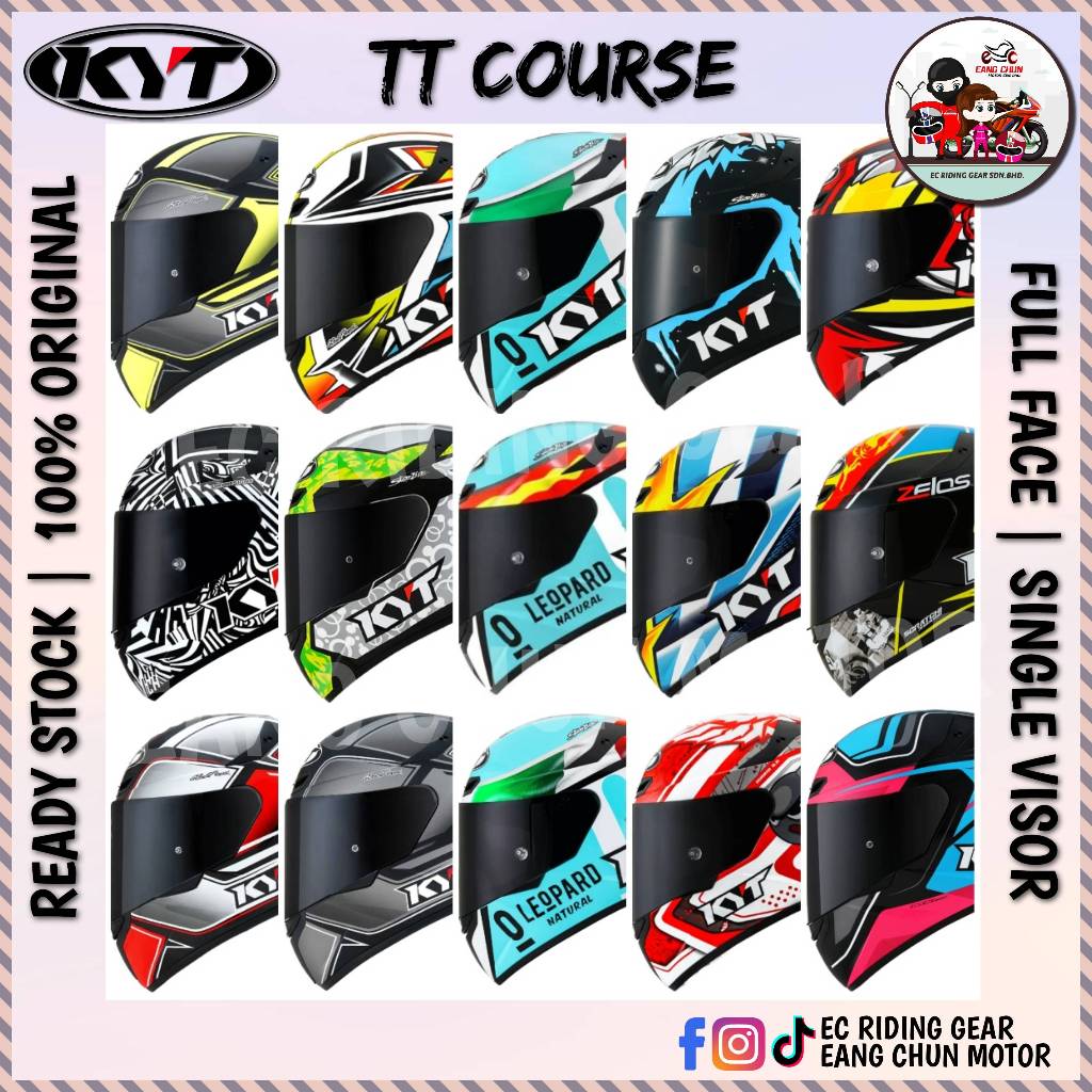 KYT TT-COURSE Series (Full Face Helmet PINLOCK) Clear Visor | Shopee ...