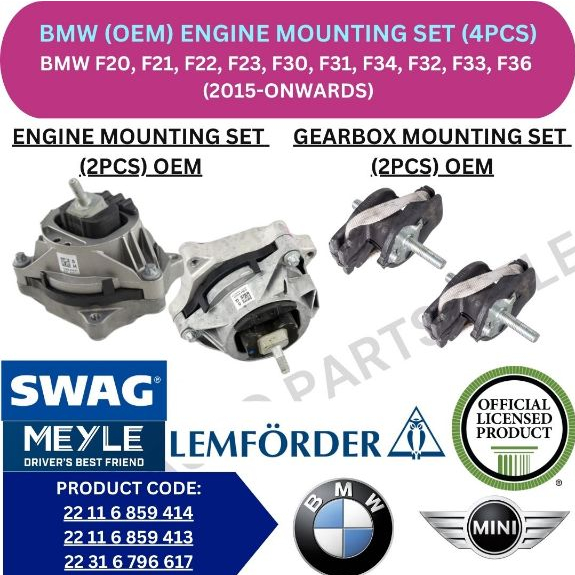 BMW (OEM) ENGINE MOUNTING (SET) (4PCS) FOR BMW F20, F21, F22, F23, F30 ...