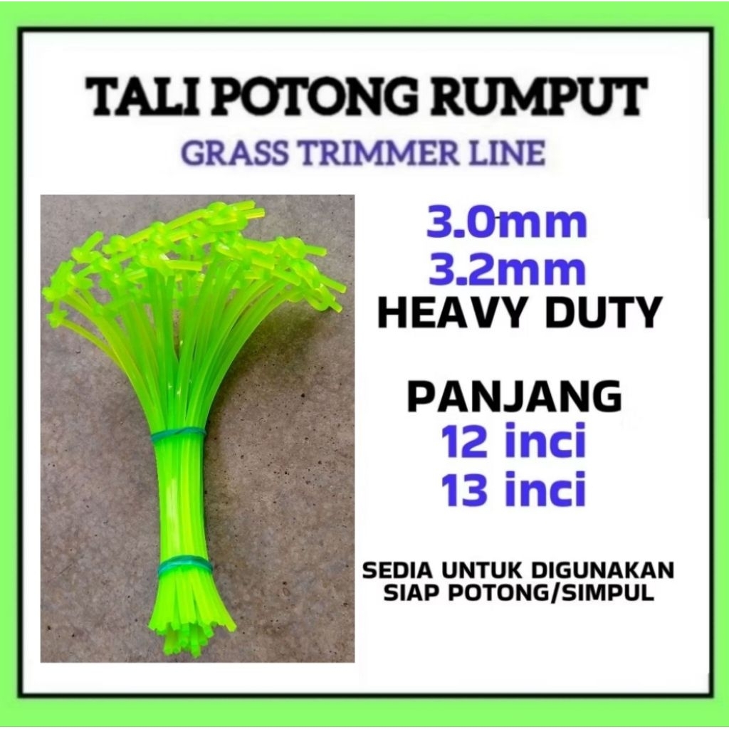 3.0mm / 3.2mm TALI MESIN RUMPUT - GRASS TRIMMER LINE 12 INCI & 13 INCI ...
