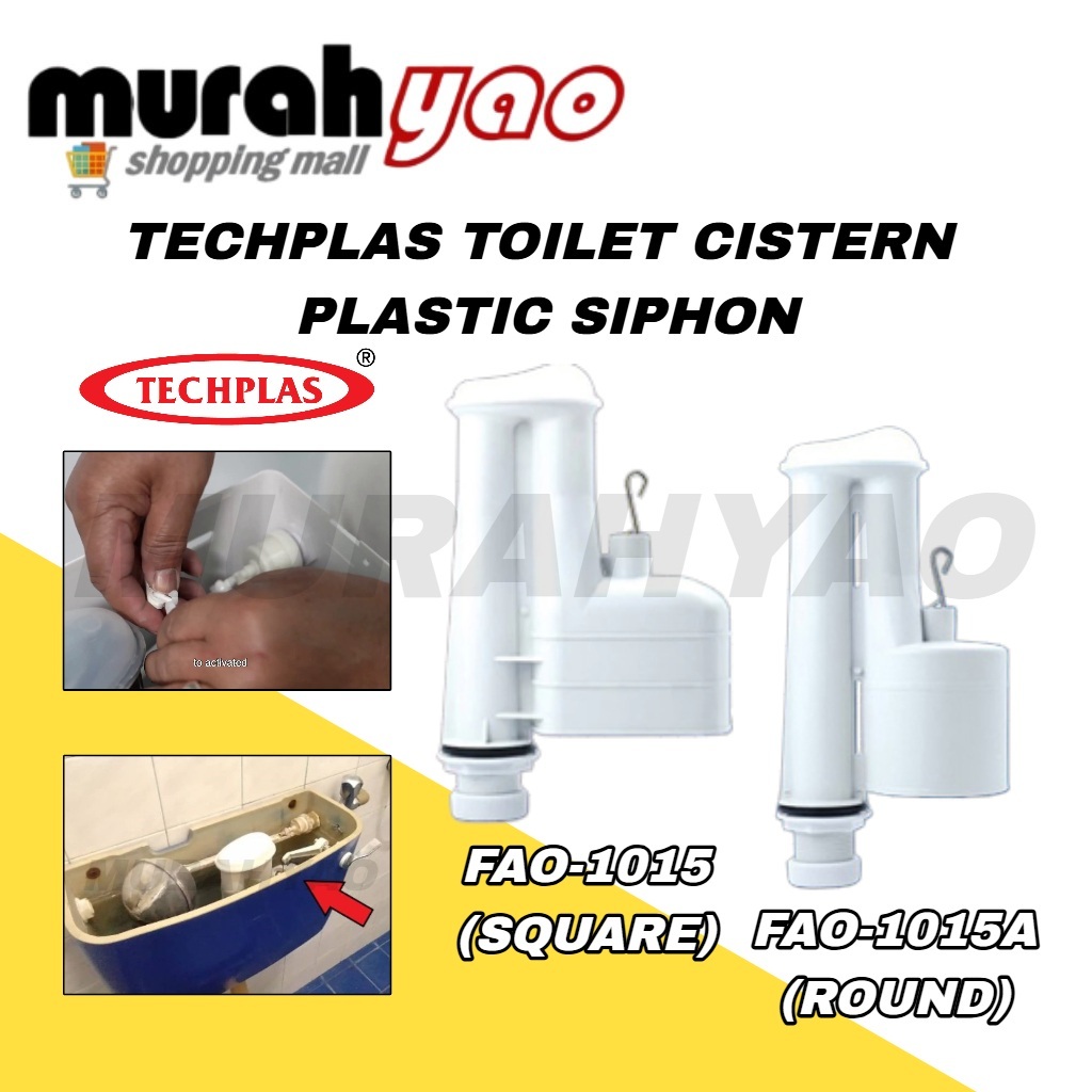 Techplas FAO-1015/1015A Square/Round Toilet Cistern Plastic Siphon ...
