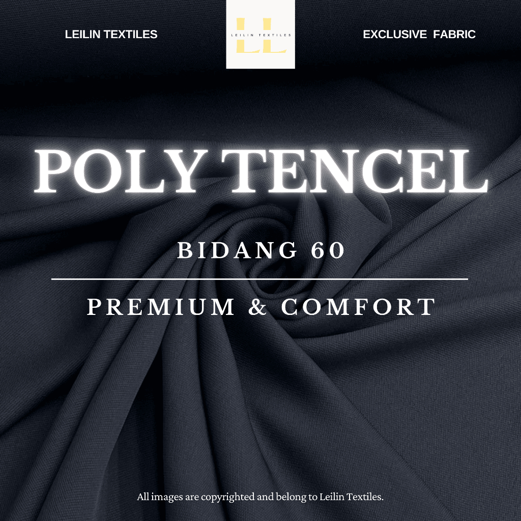 Kain Premium Poly Tencel Plain Bidang 60" Open Meter (0.5m) LEILIN ...