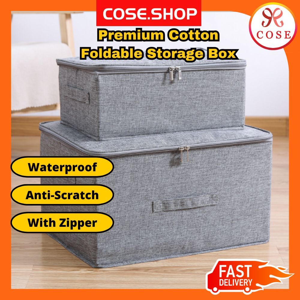 [COSE] Premium Cotton Fabric Foldable Storage Box Clothes Organizer ...