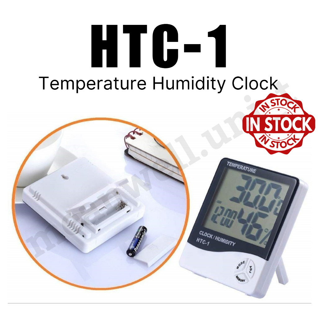 HTC-1 Thermometer Hygrometer Alarm Clock LCD Screen With Temperature ...