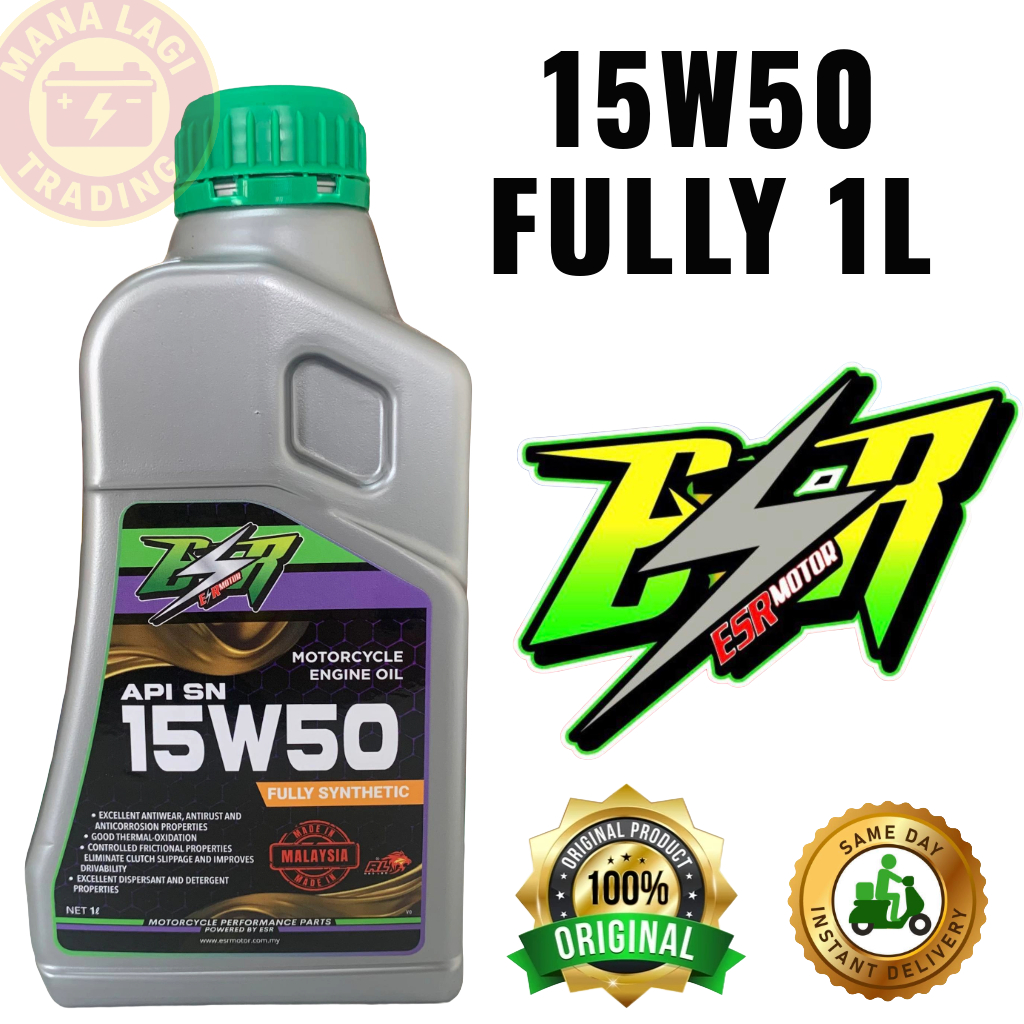 15W50 FULLY 1L ESR MOTOR OIL 100% ORIGINAL 15W50 FULLY 1L MINYAK HITAM ...