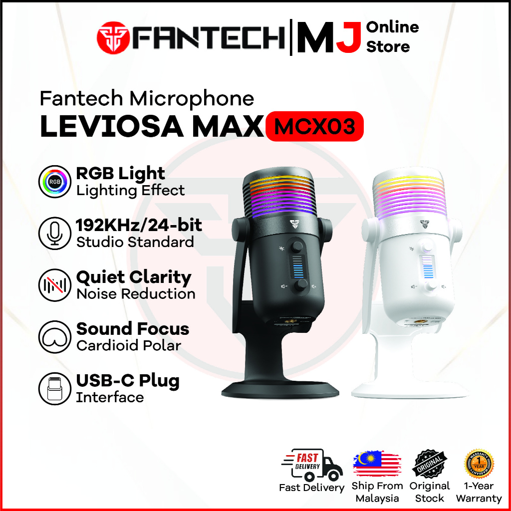 Fantech MCX03 Leviosa Max Condenser Microphone RGB Lighting Effect Cardioid Polar Pattern ...