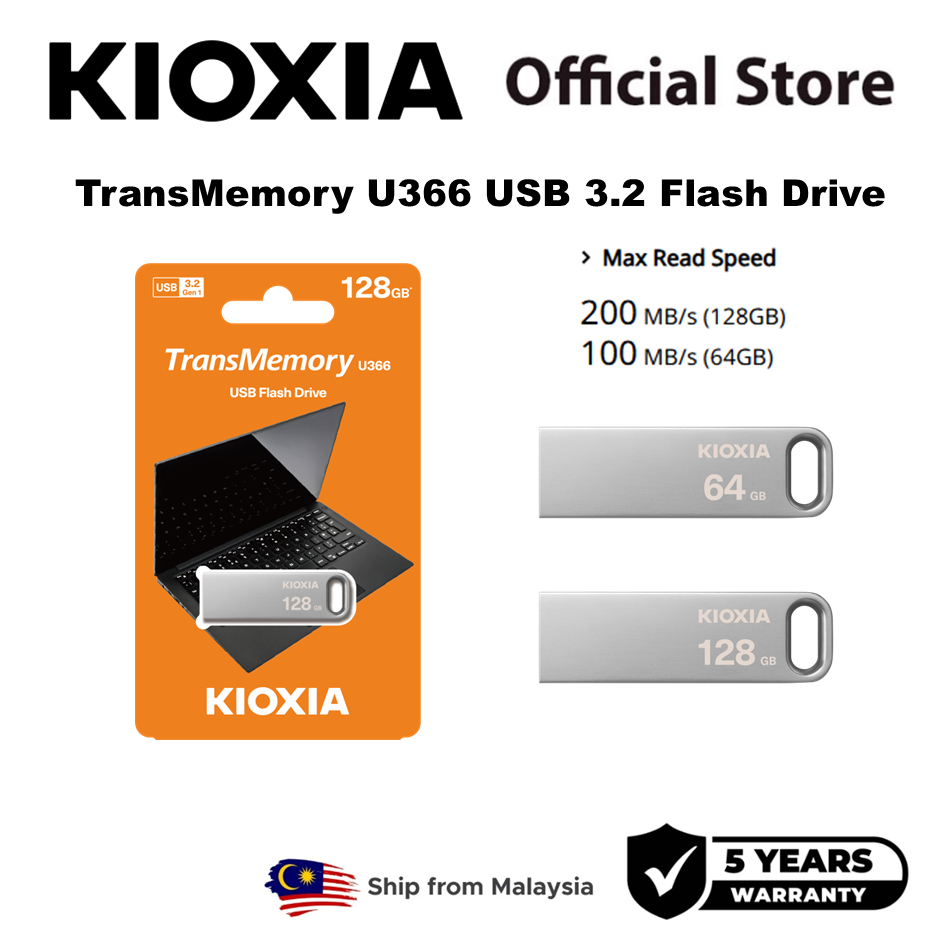 KIOXIA TransMemory U366 USB 3.2 Flash Drive (64GB_128GB) Thumbdrive ...