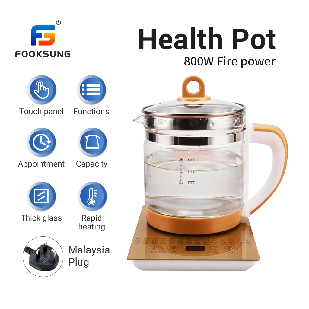 Malaysia 3 plug Multifunction health pot 1.8L Glass electric kettle ...