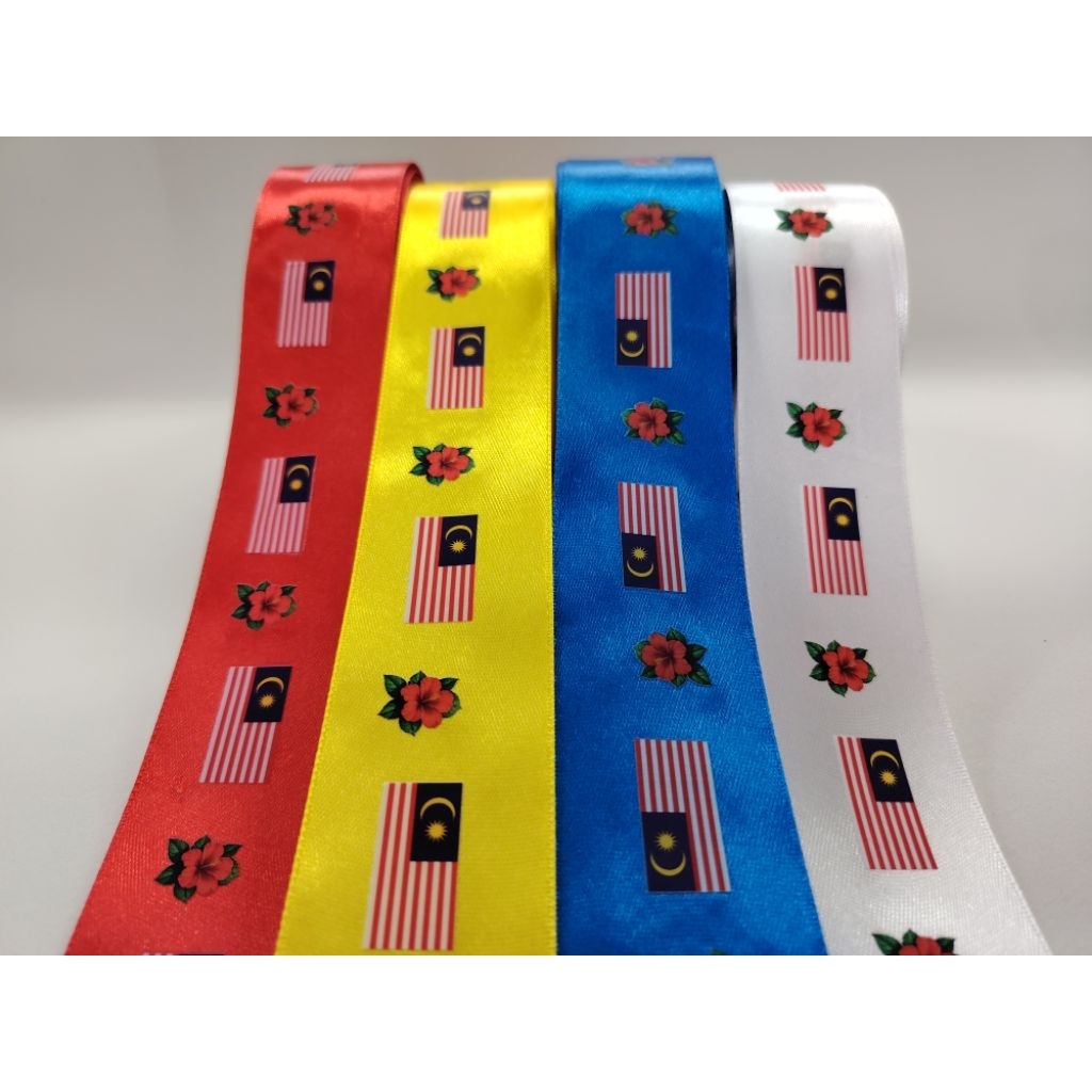 Reben Jalur Gemilang & Bunga Raya – Reben Satin Patriotik Malaysia (1 ...