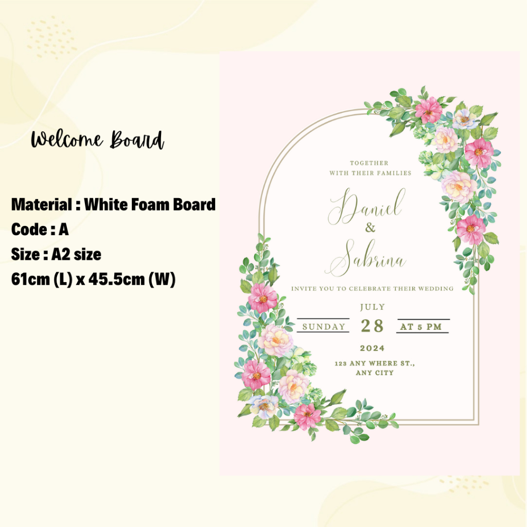 [A2 size] Welcome Board Custom, Printed Wedding Board, Wedding Signage ...