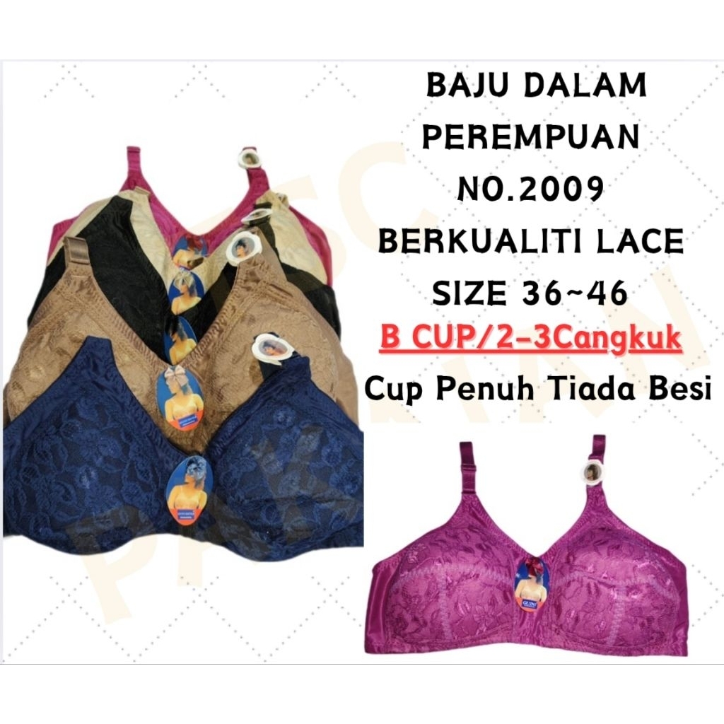Baju Dalam B Cup Penuh Tiada Besi/Span Kain Tebal Size 36B-46B Bra ...