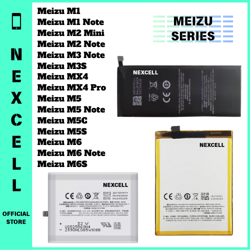 NEXCELL Bateri Serasi untuk Meizu M1 M2 Mini M2 Note M3S MX4 Pro M5 Note M5C M5S M6 Note M6S V8 ...