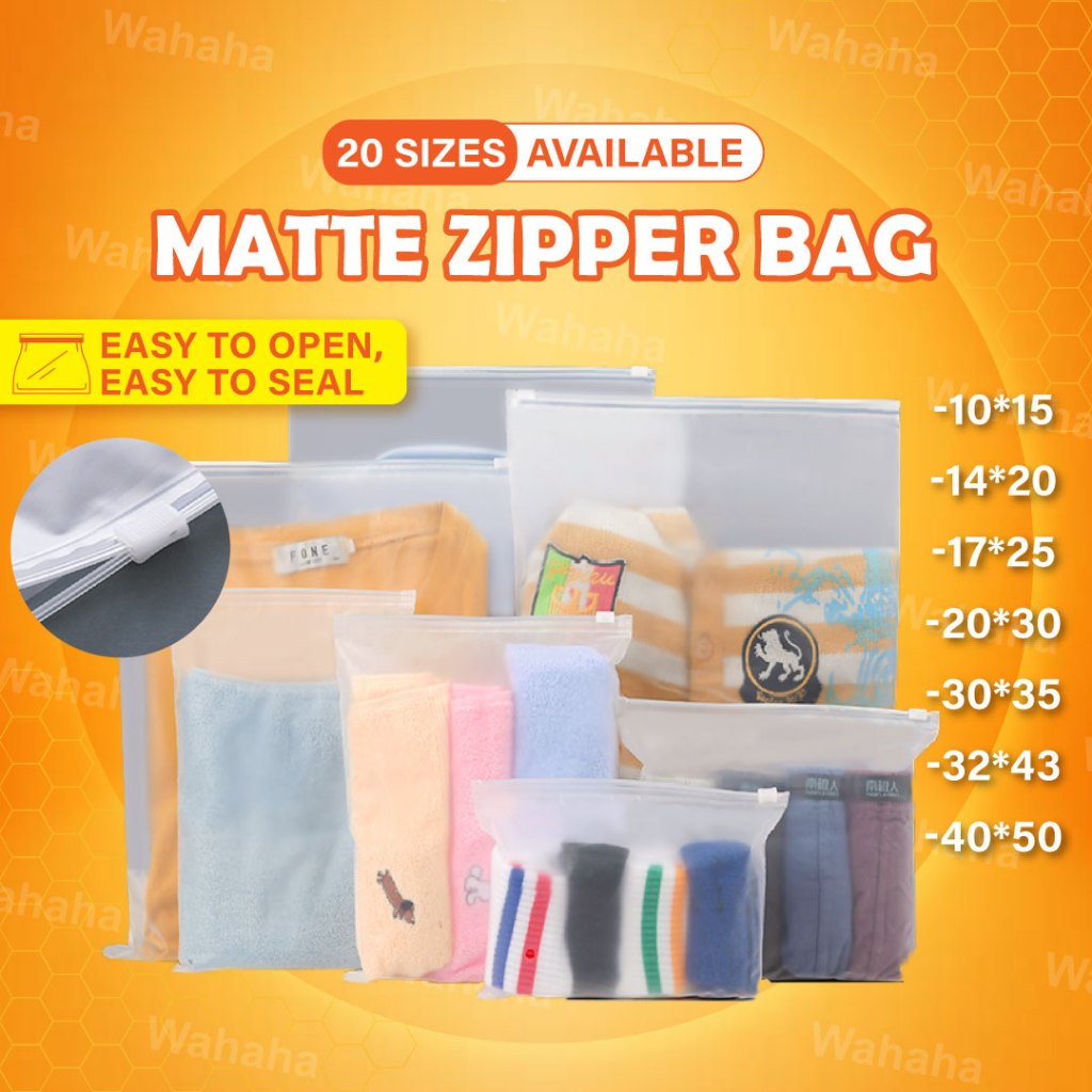 Wahaha 1PCS Matte Zip Lock Bag Clothes Storage Zipper Resealable ...