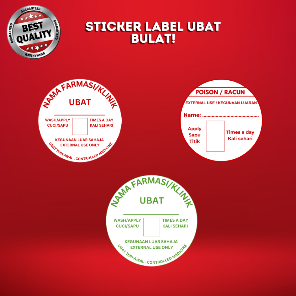 Round Labels Caution Wording/ RACUN POISON Drug Warning Stickers ...