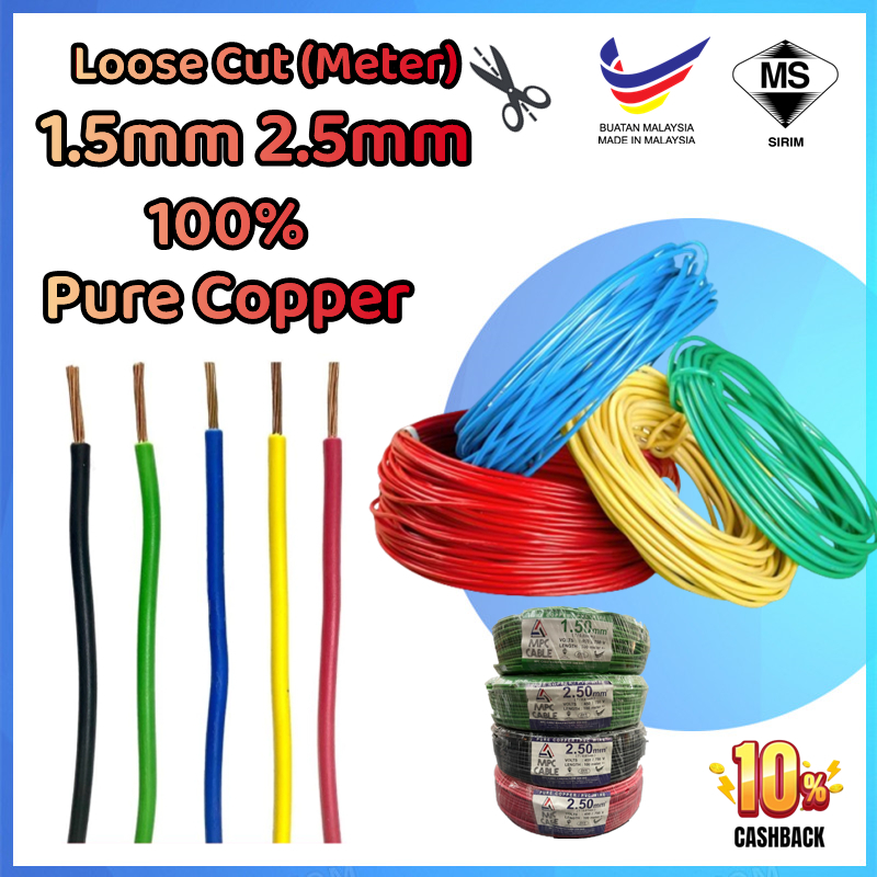 [PER METER]1.5mm Wire 2.5mm Wire SIRIM APPROVED Full Copper PVC ...