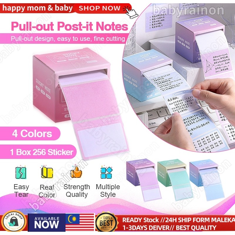 256Pcs Creative Color Pull-out Sticky Notes Student Multi-functional ...