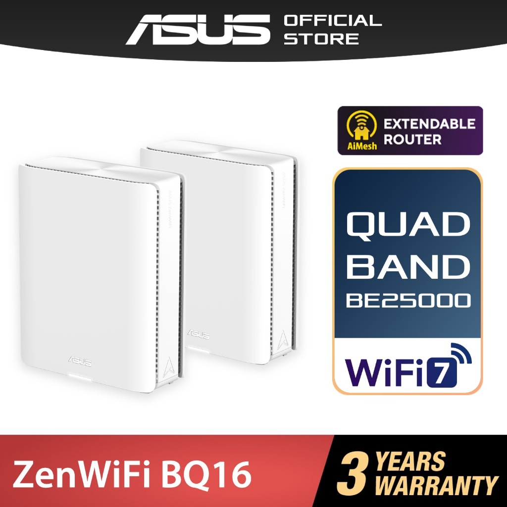 ASUS ZenWiFi BQ16 WiFi 7 BE25000 6GHz Quad Band Wireless Mesh Router ...