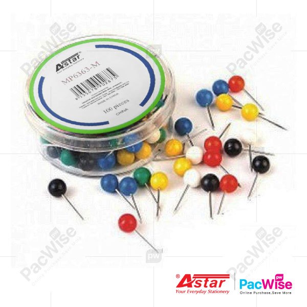 Astar Map Pins 6mm Assorted Colors MP6363-M [100 Pcs] / Jarum Peta 6mm ...