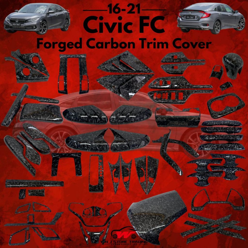 Honda Civic Fc 2016-2021 Forged Carbon Trim Exterior&Interior Protector ...