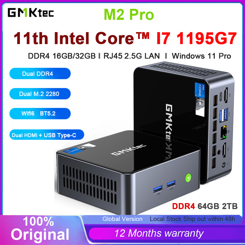 GMKtec M2 Pro Intel Core I7 1195G7 MINI PC Windows 11 DDR4 32GB 500GB NVMe SSD WIFI6 BT5.2 ...