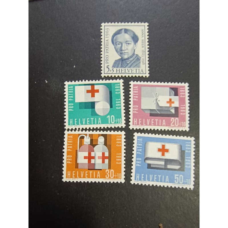 E07 Helvetia Switzerland 1963 Pro Patria Red Cross stamps complete set ...