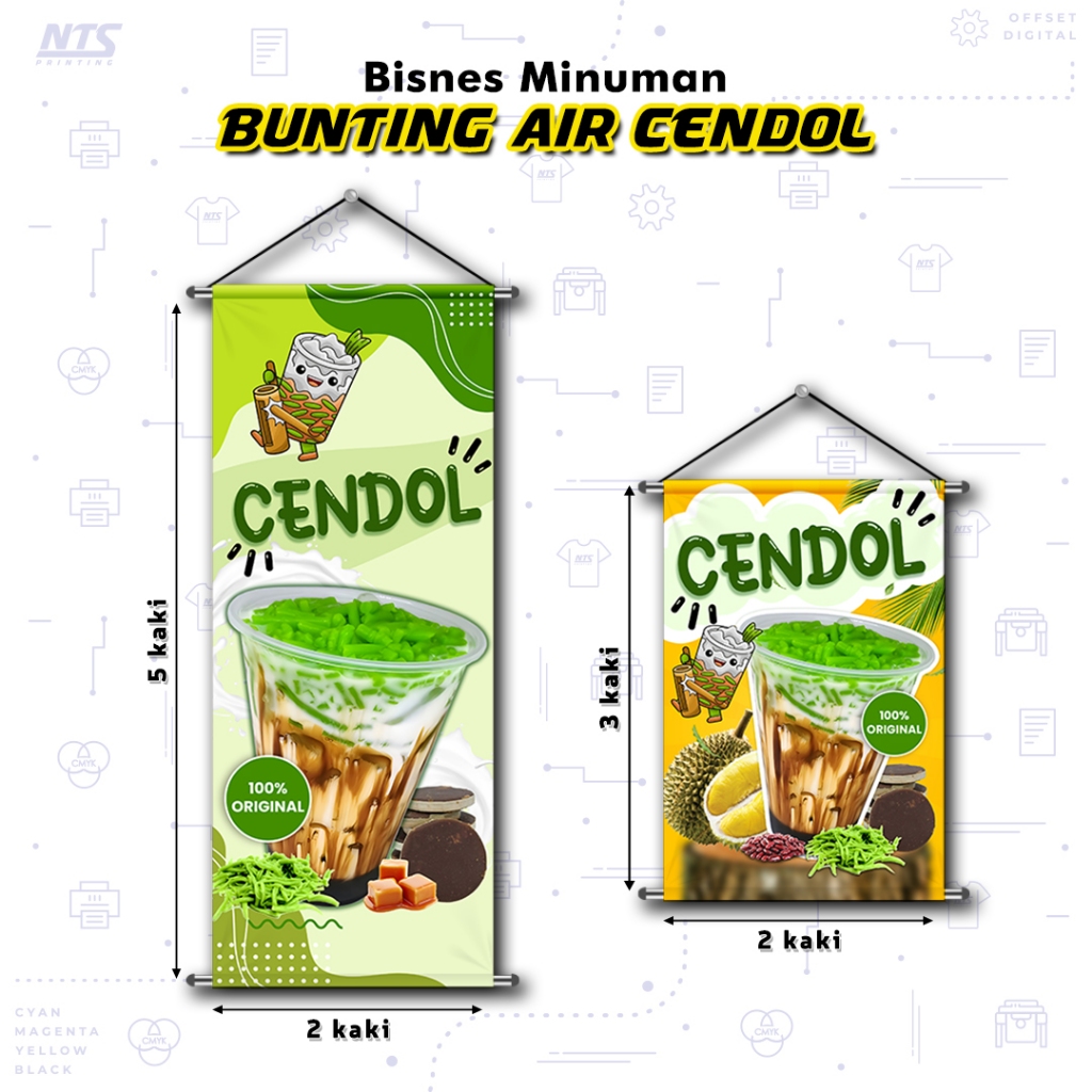 🔥FREE DESIGN🔥 Bunting Air Cendol - Material Tebal / Kalis Air / Tahan ...