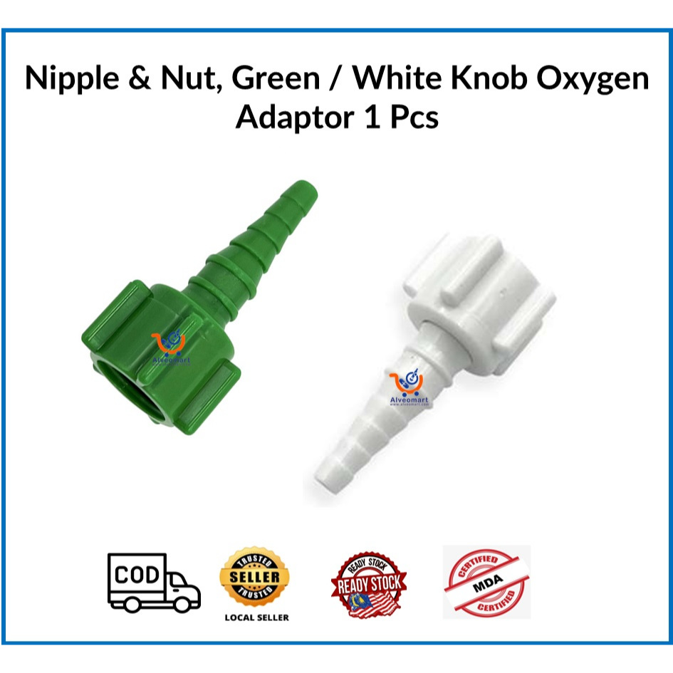 Nipple & Nut, Green / White Knob Oxygen Adaptor 1 Pcs | Shopee Malaysia
