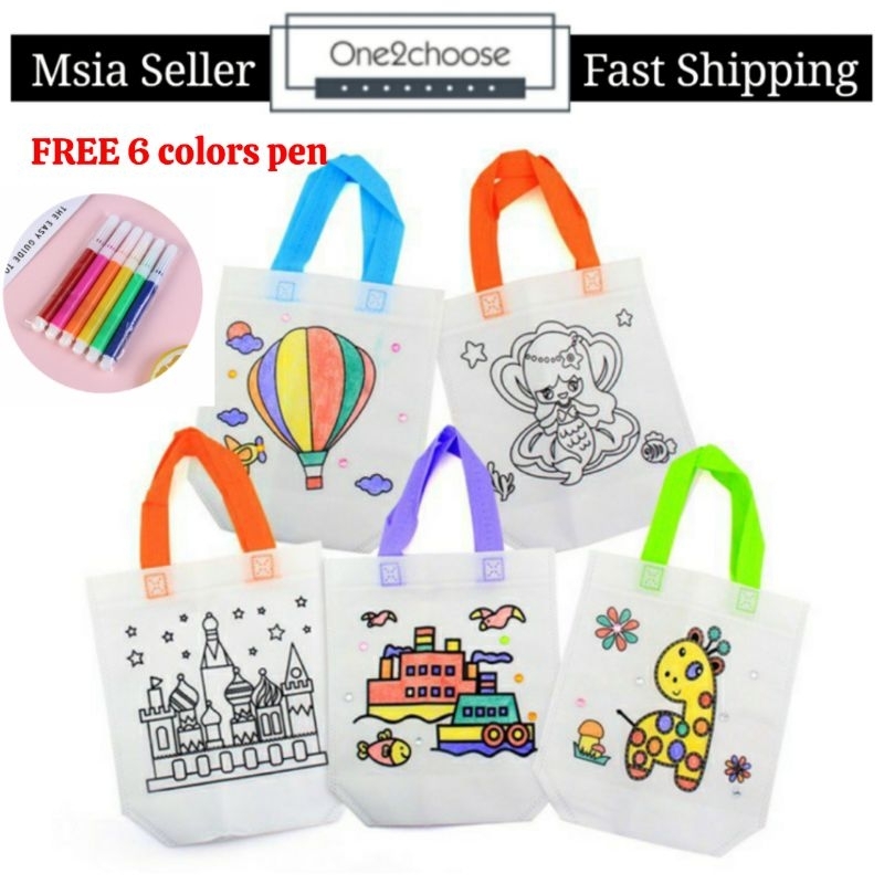 Coloring ECO Bag Children Handmade DIY Colouring Bag Art Craft kit ...