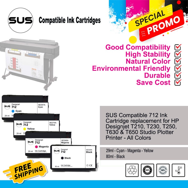 HP 712 Compatible ink Cartridge replacement for HP Designjet Plotter ...