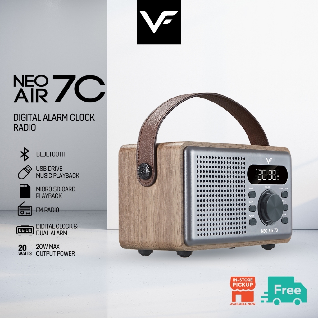 VF Neo Air 7C Digital Alarm Clock Portable Bluetooth Speaker Support FM ...