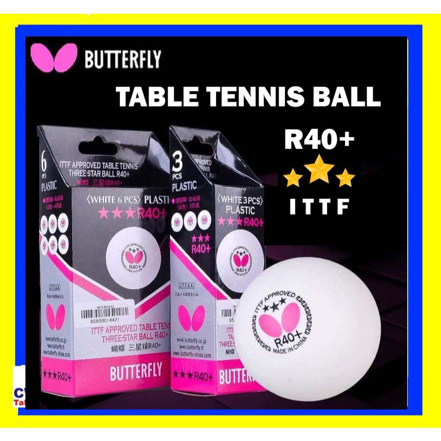 BUTTERFLY 3-STAR R40+ NEW PLASTIC TABLE TENNIS BALL PING PONG BALL ...