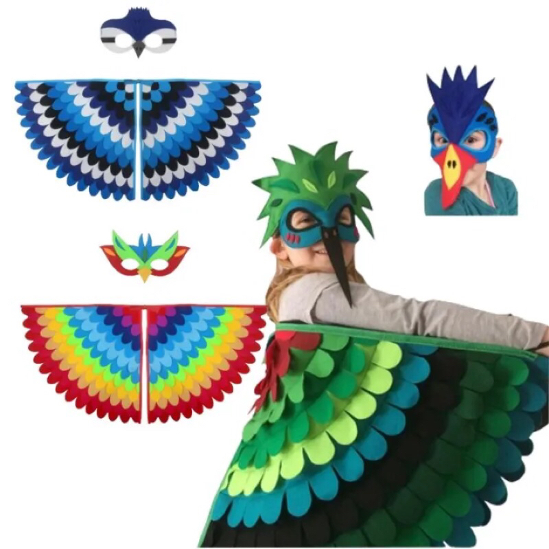 Kids Animal Bird Wings+mask Suit Stage Performance Peacock Owl Parrot ...