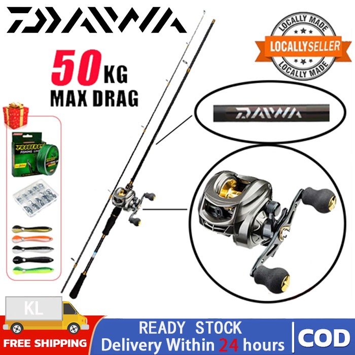 DAIWA Casting Reel Rod Set Pancing Set Fishing Set Joran Pancing 2 Section Rod Spinning Power ...